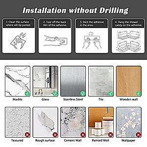 MASOFFI 4 Packs Transparent Adhesive for No Drilling Corner Shower Caddy, Adhesives Hook Strip No-trace Wall Sticker for Bathroom Shelf, Shower Organizer, Shampoo Holder