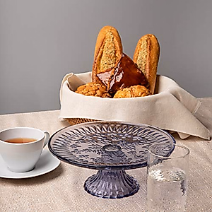 KMwares 9" D Colored Glass Round Cake Stand, Serving Platter, Multifunctional Dessert Plate with Beautiful Lavender Color for Wedding, Birthday Party, Kicthen Baking Ware