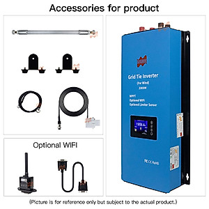 Marsrock 2KW 2000W Windmill MPPT Wind Grid Tie Inverter Power Inverter with Current Limiter Sensor for 24V/48V AC Wind Turbine Auto Match US 2 Phase Grid AC 240V Optional APP(W2000G2-240) Blue