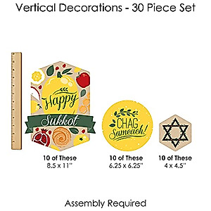 Big Dot of Happiness Sukkot - Sukkah Jewish Holiday DIY Dangler Backdrop - Hanging Vertical Decorations - 30 Pieces