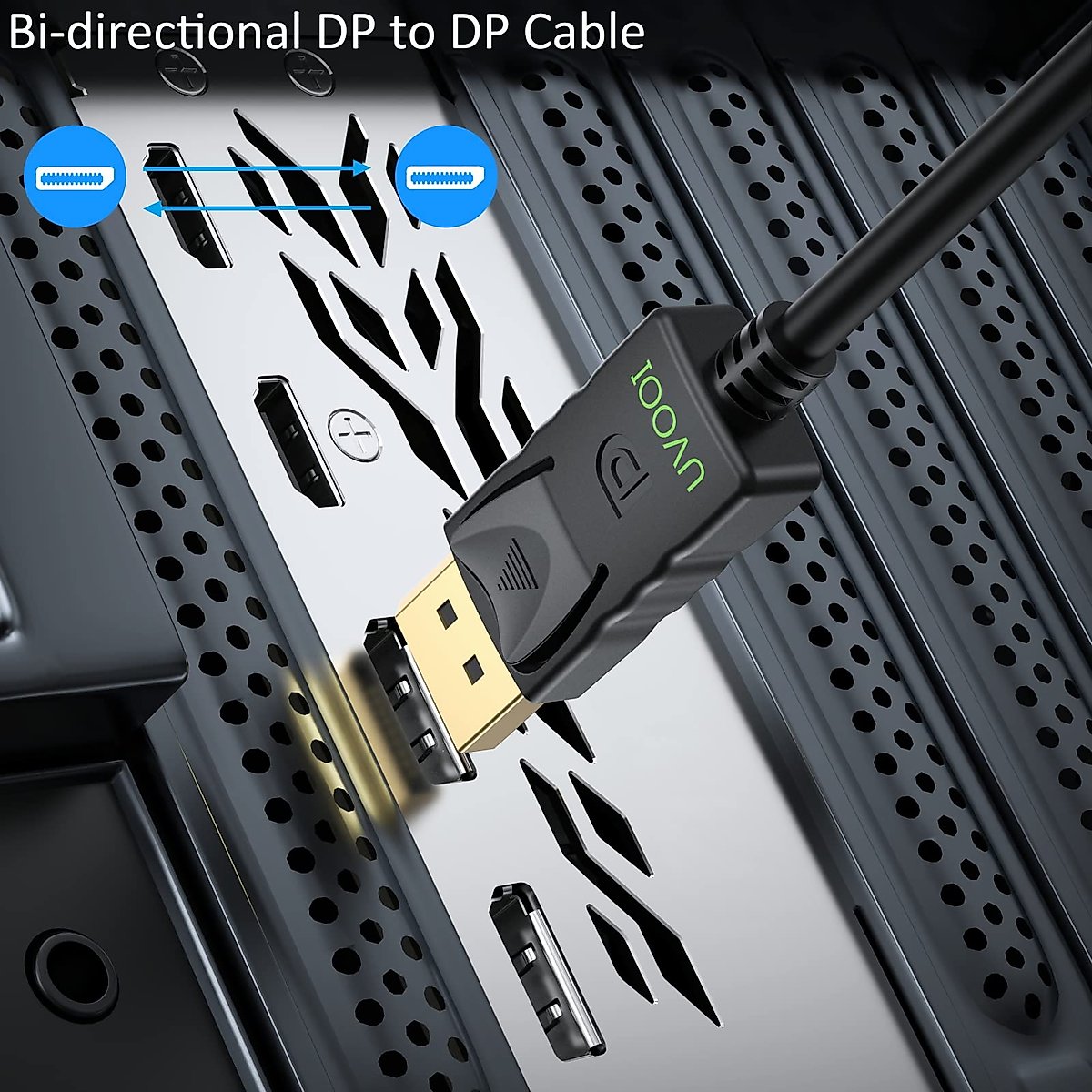UVOOI DisplayPort to DisplayPort Cable 3-Pack, 6 Feet, 4K Display Port DP to DP Cord 6FT [4K@60Hz, 2K@165Hz, 2K@144Hz] Compatible with All Display Port Devices