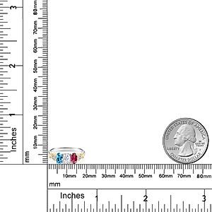 Gem Stone King 925 Sterling Silver and 10K Yellow Gold Personalized Customized 3-Stone Oval Gemstone Birthstone and White Lab Grown Diamond Ring For Women (1.37 Cttw, Available In Size 5, 6, 7, 8, 9)