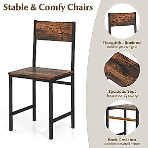 Tangkula 4-Piece Dining Table Set, Kitchen Table with Bench and Chairs, Metal Frame, Space-Saving Furniture, Modern 4-Person Dinette for Kitchen, Dining Room