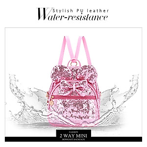 KL928 Girls Bowknot Polka Dot Cute Mini Backpack Small Daypacks Convertible Shoulder Bag Purse for Women (Pink)