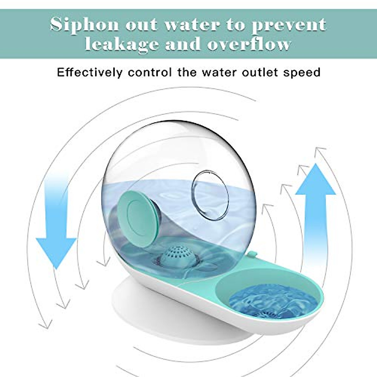 HappyCat Small Pets Water Dispenser Dogs Cats Gravity Waterer Feeder Bowl  Automatic Water Drinking Fountain for Small or Medium Size Dogs Cats (Green Snail)