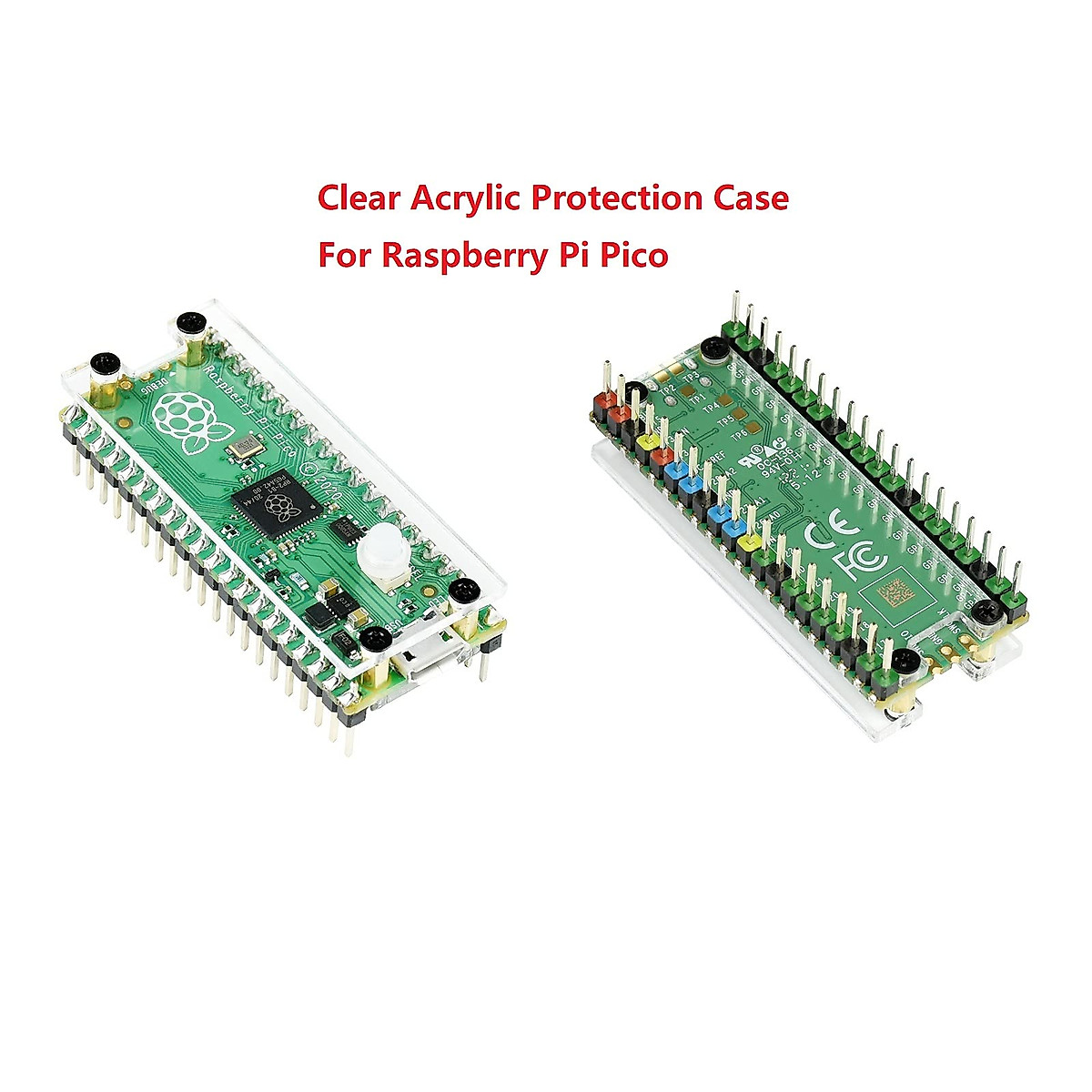 Waveshare Clear Acrylic Protection Case for Raspberry Pi Pico, Customized Key Cap, Neat Design