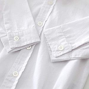 MOMOLAND Infant Baby Boys Plaid Bodysuit Woven Shirt Button Up Long Sleeves Navy (White, 12-18 Months)