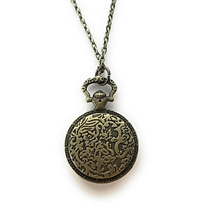 Steampunk Necklace | Colorful Gear Image Cabochon Pocket Watch Pendant Setting - Handmade Jewelry