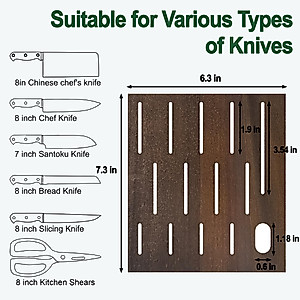 Universal Knife Block With Acrylic Shield, Acacia Wood Knife Holder without Knives for Scissors and Various Knives Suitable for Kitchen Countertops