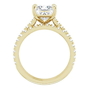 Solitaire Moissanite Engagement Ring Set, 2 CT Princess Cut Moissanite Diamond Bridal Wedding Ring Set for Women, Birthday Gift for Wife, VVS1 Colorless, 10K 14K 18K Solid Gold, 925 Silver