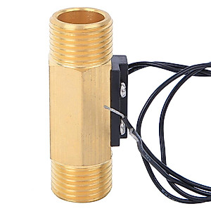 Water Flow Meter, 1/2 Inch Brass Water Flow Sensor Switch, Industrial Electromagnetic Flow Meter, for Industrial Automation, Mechanical Equipment, Air Compression, Refrigeration, Heating, Ventilation