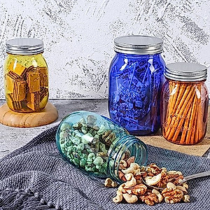 cosnou 32 oz Blue Mason Jars with Lids，Wide Mouth Canning Jar, 6 Pack Multifunction Glass Container, for, Storage, Canning, Pickling, Preserving, Fermenting, DIY Crafts & Decorate