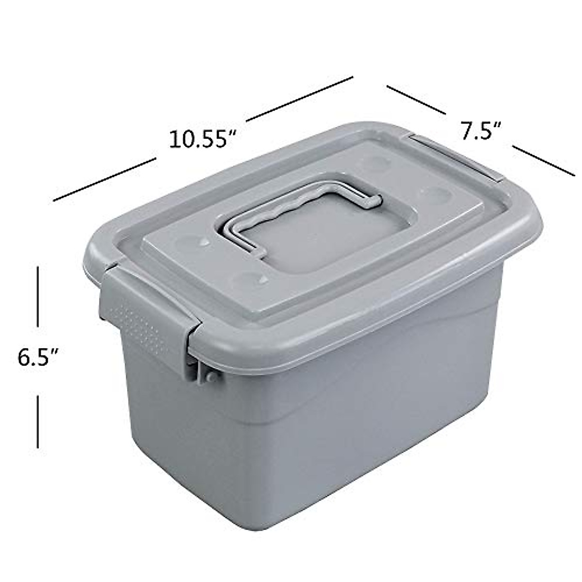 Readsky 6-Pack 5 L Plastic Storage Bin with Lid and Handle, Grey