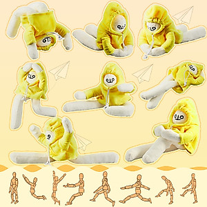 Zhanmai 2 Pieces Banana Doll Plush Stuffed Man Toy with Magnet Pose Funny Man Doll Decompression Toy Plush Pillow Toy Stuffed Doll Toy Present for Teens, Yellow, 7.1 Inch/ 18 cm