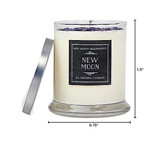 New Moon Candle by New Moon Beginnings - New Beginnings & Manifestation Candle - Dried Flower, Herb, & Crystal Candles - Aromatherapy Candles - Soy Candle - 12oz Glass Jar