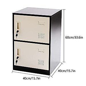 Harbin-Star Metal Lockers for Employees/Storage, 2 Doors Stackable Office Storage lockers with Card Slot, School and Home Storage Cabinet Organizer with Keys, Kids Locker for Cloth and Toy-Black&White