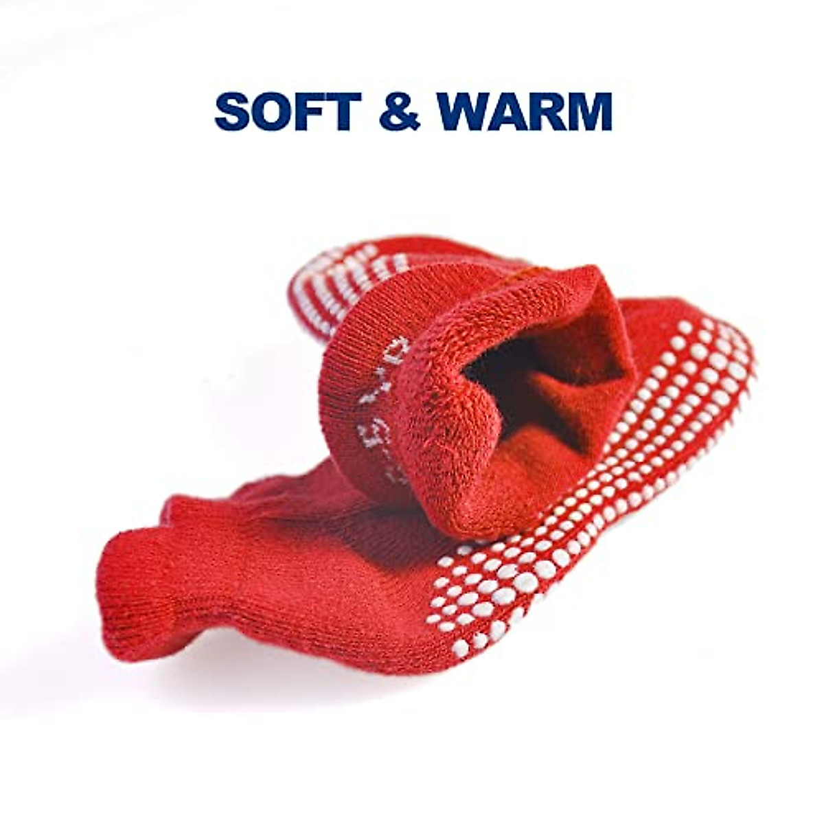 EPEIUS Baby Socks Toddler Non-slip SocksThick Cotton Ankle Socks with Grips Kids Boys Girls Cozy Cushion Low cut Socks 6 Pair Pack,Rainbow Set,3-5 Years