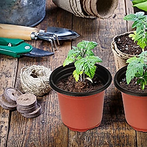 KINGLAKE GARDEN 4 Inch 120 Pcs Plastic Plants Nursery Pots,Gardening Seed Starting Pots,Seedling Flower Plant Container for Seedlings, Succulents, Transplanting,Indoor Outdoor Plant(Brown)