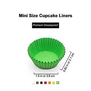 Bakehope Greaseproof Mini Cupcake Liners, Premium Paper Baking Cups for Party Celebration,(Green, 300-count)