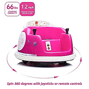 u URideon Ride On Bumper car for Kids, 6V Electric Vehicle Ride on Toys with Remote Control, Music,Colorful Flashing Lights,Battery Powered (Pink)