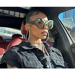 TYA Oversized Sunglasses for Women Fashion Oval Futuristic Chunky Sunglasses Cat-Eye Rectangular Shades Glasses Eyeglasses