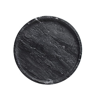 Hoement Wedding Ottoman Trinket Dish Serving for Creative Design Party Fruit Coffee Round Marble Storage Platter Dessert Jewelry Gift Natural Ring Black Accessories Vanity Holder Dried