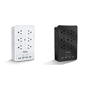 USB Wall Charger Surge Protector, 12 Outlets, 4 USB Ports, Multi Plug Outlet Extender Heavy Duty