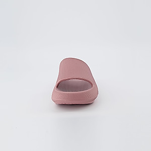 CUSHIONAIRE Feather Slides – Comfortable Cloud Cushion House Slippers for Women, Indoor Outdoor EVA Foam Foot Spa Shower Shoes, Non-Slip Arch Support, BLUSH 8