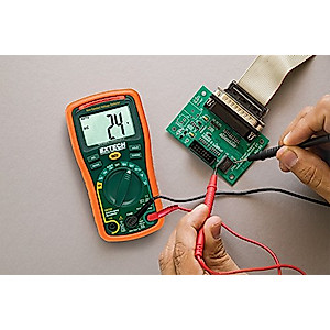 Extech EX330 Autoranging Mini Multimeter with NCV and Type K Temperature, orange and green