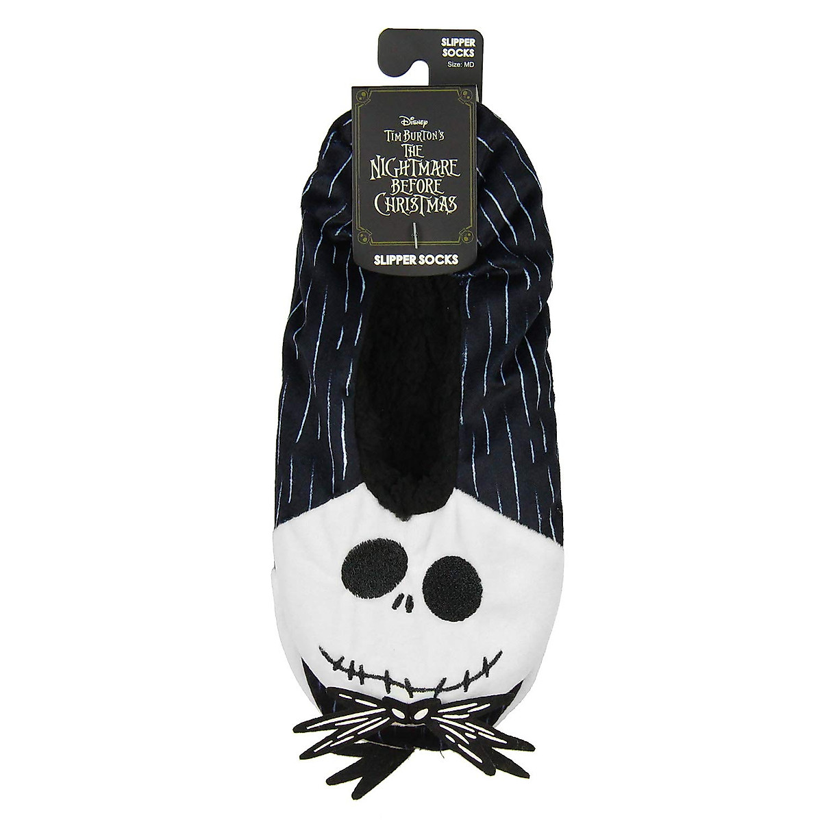 Bioworld The Nightmare Before Christmas Slippers Jack Skellington Character Slipper Socks with No-Slip Sole For Women Men (Medium)