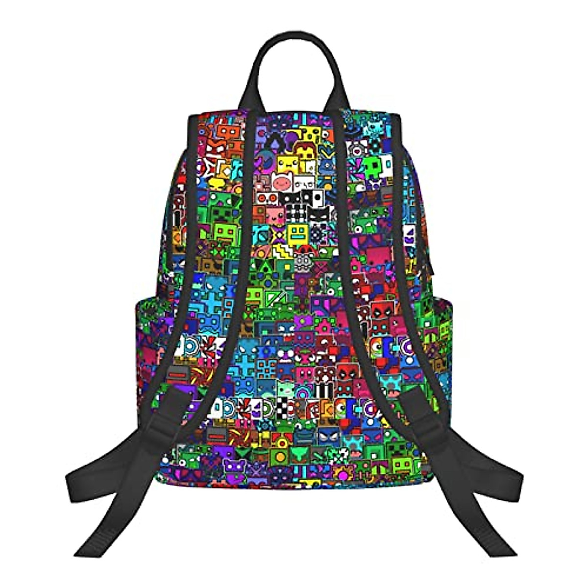 Geometry Dash Travel Backpack Multipurpose For Kids Teens Unisex Casual Daypacks Laptop Bookbag Outdoor Black