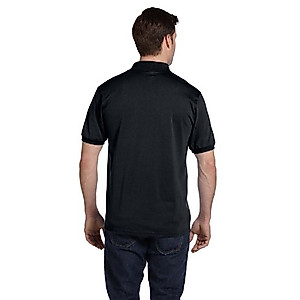 Hanes Men's Cotton-Blend EcoSmart Jersey Polo Black Medium