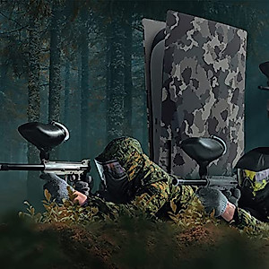 Camouflage Face Plates Cover Shell Panels for PS5 Disc Edition Console, Playstation 5 Accessories Faceplate Protective Shell Replacement Plate (Gray Camouflage)