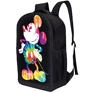 Disney Mickey Mouse Black Backpack - Tie Dye Mickey Mouse 17 Inch Air Mesh Padded Bag (Tie Dye)