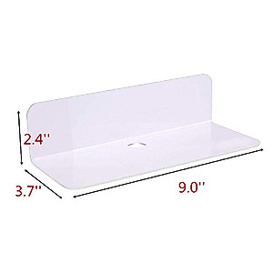 KIKEEP Acrylic Floating Wall Shelves Display Shelf Stick On Small Acrylic Floating Wall Shelf Acrylic Small Wall Shelf for Bedroom, Bathroom (1, Clear)