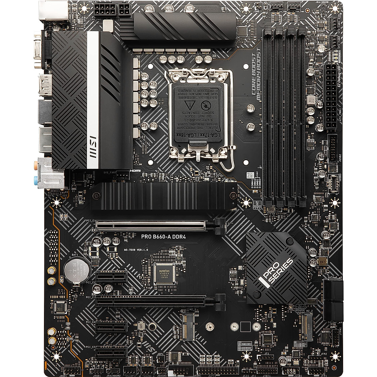 MSI PRO B660-A DDR4 Motherboard (ATX, 12th Gen Intel Core, LGA 1700 Socket, DDR4, PCIe 4, 2.5G LAN, M.2 Slots, USB 3.2)