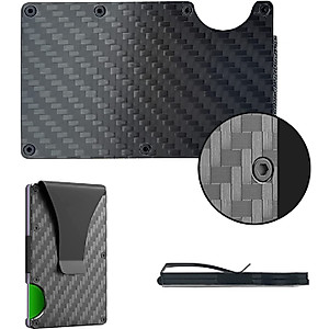 Picture It 3D Carbon Fiber Minimalist Slim Wallet For Men - Front Pocket RFID Blocking Credit Card Holder With Metal Money Clip (Carbon Fiber)