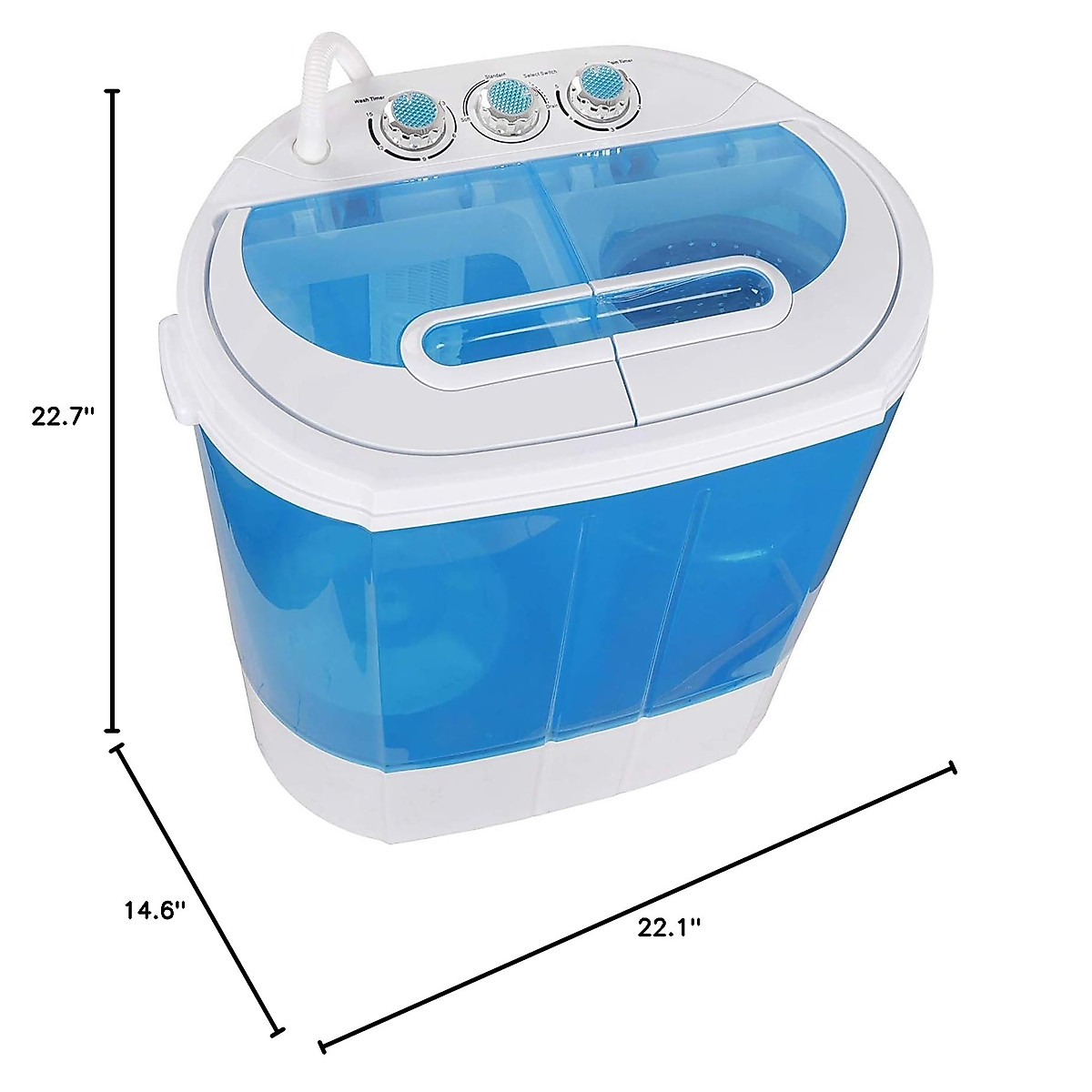 HomGarden 10lbs Portable Washing Machine with Twin Tub Electric Compact Washing Machine Mini Laundry w/Washer&Spinner, Gravity Drain Pump and Drain Hose