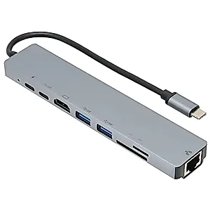 USB C Hub,8 in 1 USB C Dongle for Keyboard Mouse USB Drive Hard Disk Headset, USB C Dock Multiport Adapter , PD Charging Port,Extended and Mirror Mode for TV/Projector