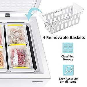COSTWAY Chest Freezer, 7.0 Cu.ft Upright Single Door Refrigerator with 4 Removable Baskets, Compact Freezer with Manual Defrosting & Mechanical Temperature Control for Apartments, Dormitories Garage