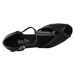 Very Fine Gabriella (2020) Womens Dance Shoes Ballroom Latin Salsa Tango Waltz Rhythm Swing Black Satin 2.5" Heel US 6.5 M