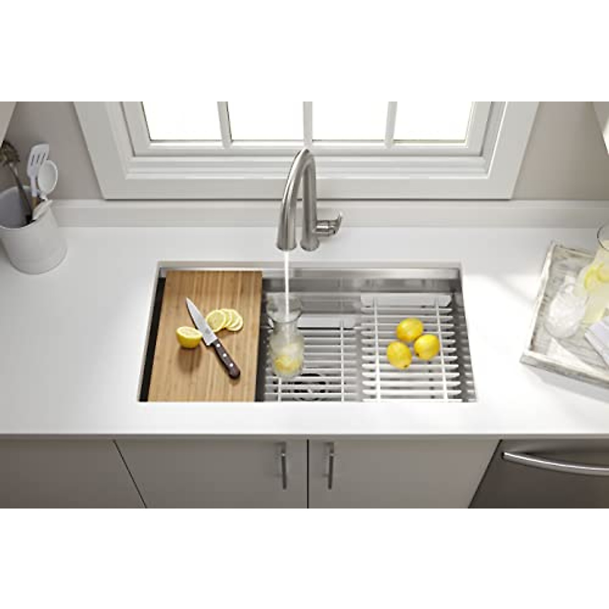 KOHLER 5540-NA Prolific 33 Inch Workstation Stainless Steel Single Bowl Kitchen Sink with Included Accessories, Undermount Installation, Stainless Steel