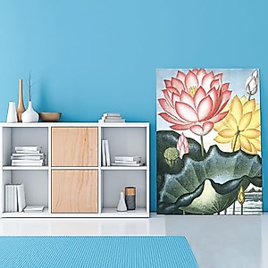 ESyem Posters Plant Wall Art Abstract Water Lilies Flower Wall Art Pond Landscape Art Poster Canvas Art Poster And Wall Art Picture Print Modern Family Bedroom Decor 24x32inch(60x80cm) Frame-style