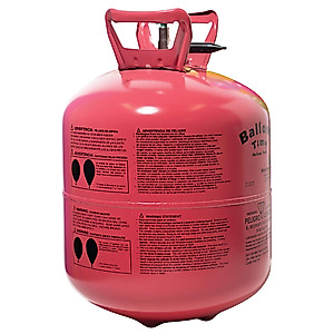 TCDesignerProducts Disposable Helium Tank, 15 Cubic Feet, 50 Assorted Latex Balloons, 1 Ribbon Roll, Easy-Opening Valve and Filler Tube
