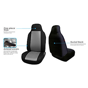 FH Group Automotive Car Seat Covers Gray Interior Front Seats Only Accessories High Back Combo Classic Cloth Car Seat Cover Front Set Universal Fit Cars Trucks and SUV Car Interior Accessories