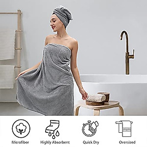 Gray Bath Towels Set 35x70 Inches - Luxury 600 GSM Oversized Bath Sheet Towel,Extra Large Microfiber - Quick Dry,Highly Absorbent,Super Soft Shower Towels Spa Hotel Bathroom Towel Set (4-Pack)