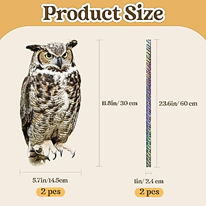Kungfu Mall Fake Owl: Carboard Plastic Owls, Hanging Garden Owl with Reflective Tape, 2pcs 2D Reflectors for Porch Roof Tree Pool Window