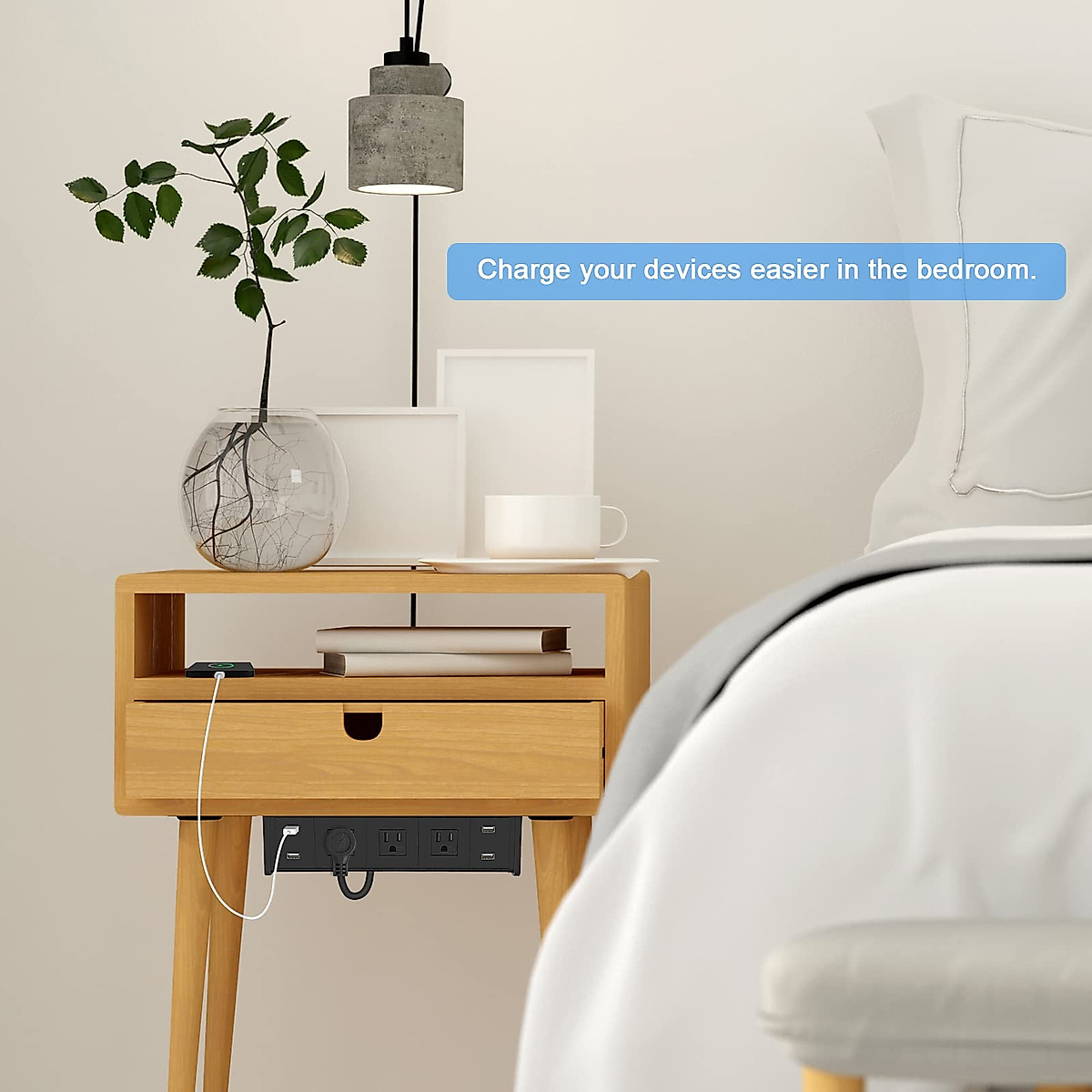 Under Desk Power Strip Mountable,Screw Mount Power Outlet with 3 AC Outlets,4 USB-A Ports,15FT Extension Cord,Desk Clamp Power Strip