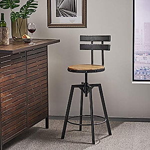 Christopher Knight Home Jutte Firwood Smooth Back Barstool, Black Brush Silver