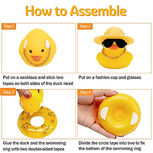 wonuu Car Rubber Duck Car Duck Decoration Dashboard Car Ornament for Car Dashboard Decoration Accessories with Mini Flower Hat Swim Ring Necklace and Sunglasses (A_Pink Flower Hat)
